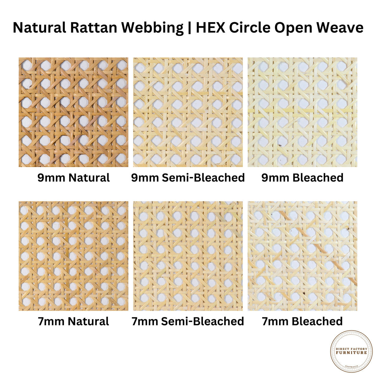 NATURAL Rattan Cane Webbing Mesh | HEX Circle | 9mm | NATURAL BROWN ...