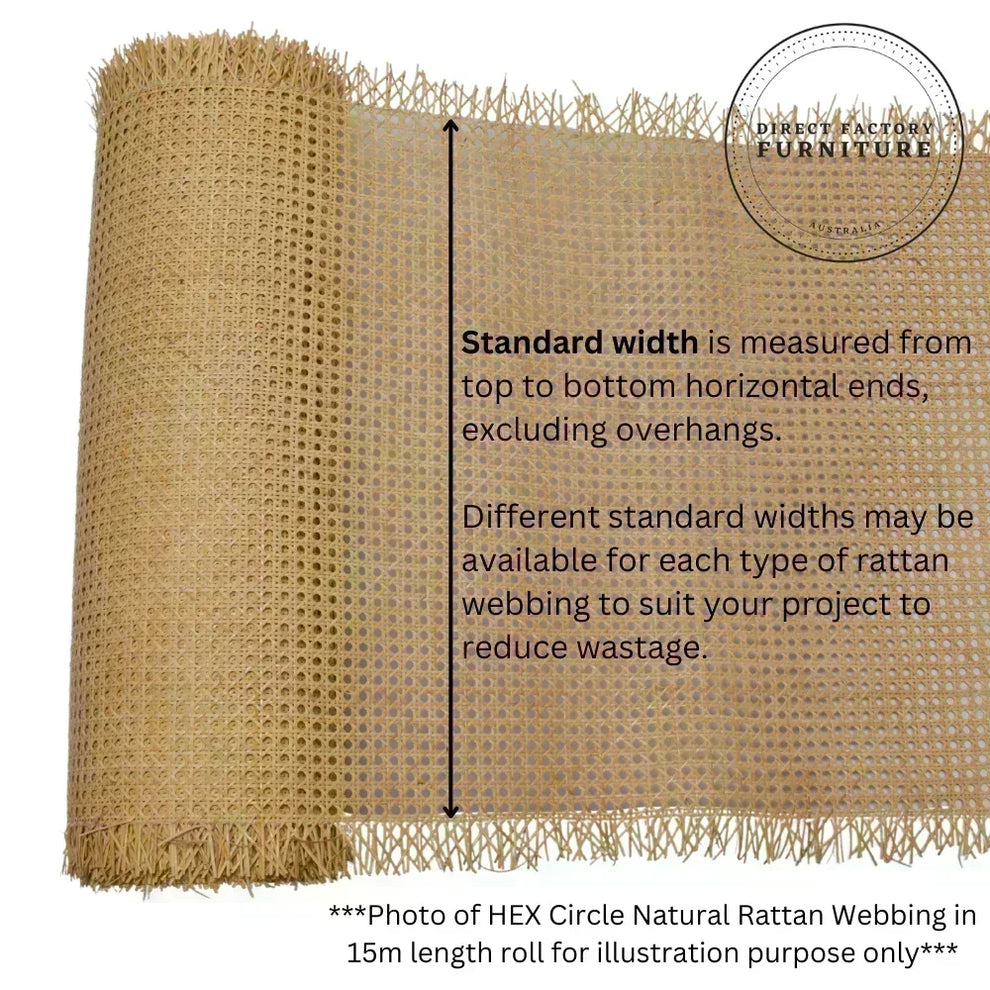 NATURAL Rattan Cane Webbing Mesh | HEX Circle | 9mm | NATURAL BROWN ...